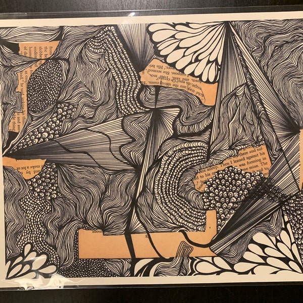 Field | Mixed Media Abstract Line Art Collage (print Available) - Etsy