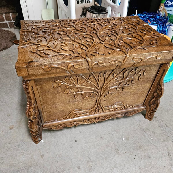Wooden Chest With Lid Walnut "sultana I" - Ottoman Chest Hand-carved ...