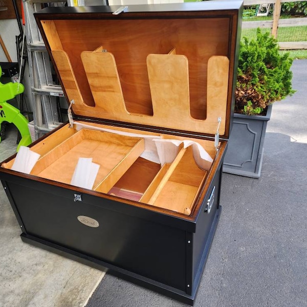 Classic Black Stained Wood Tack Trunk, Protected Interior, Cedar Bottom ...