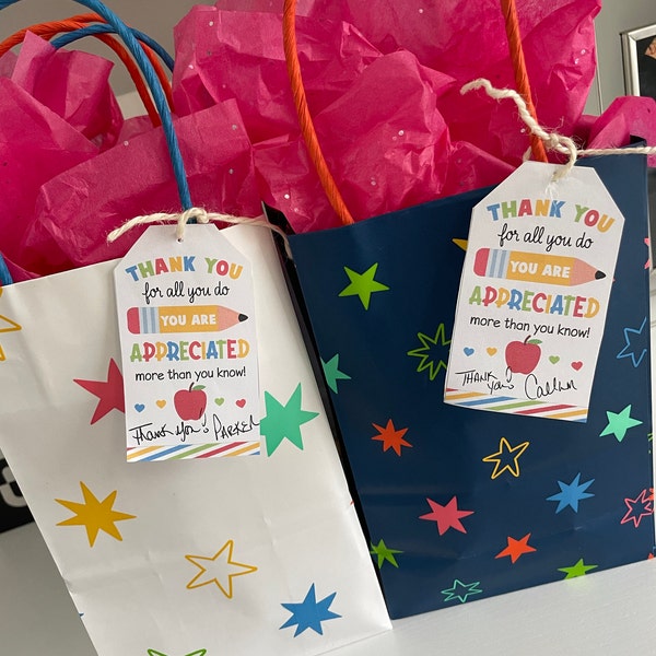 Teacher Appreciation TAGS, TEACHER Thank You Gift Tag, End of School ...