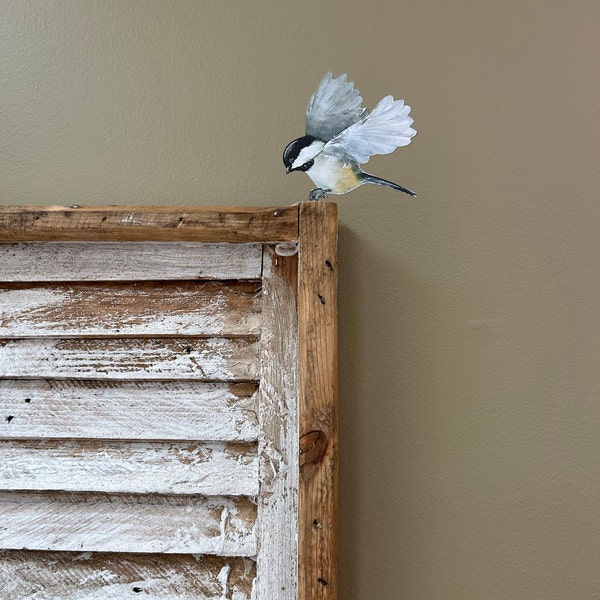 Flying Chickadee, Fabric Decal, Wall Decal Bird, Black-capped Chickadee ...