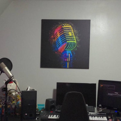 ARTCANVAS Colorful Microphone Square Canvas Art Print - Etsy
