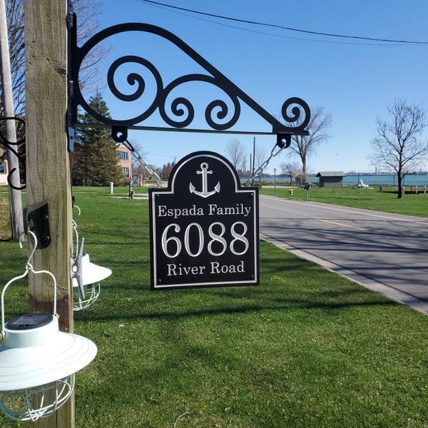 Hanging Anchor Address Sign, Coastal House Number Sign, Hanging Address ...