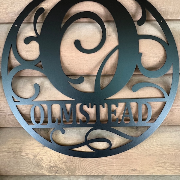 Round Personalized Metal Monogram Sign Stand Up. Mantle. Wedding Gift ...