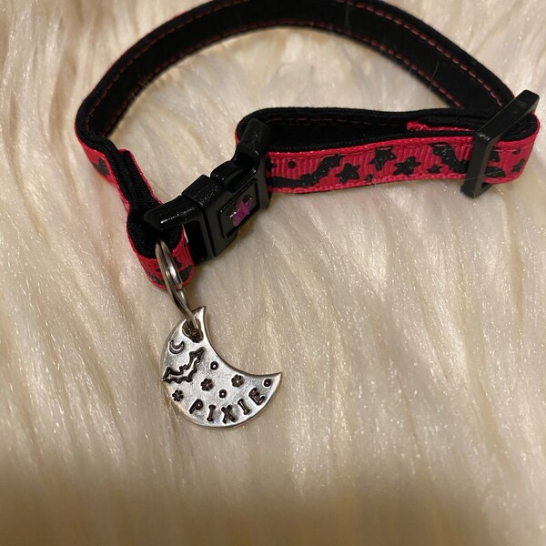 Halloween Cat Collar - Spooky Bats and Stars on Pink - Breakaway Safety ...