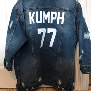 CUSTOM TEXT Long Oversized Denim Jacket Mid-wash Vintage Inspired and ...
