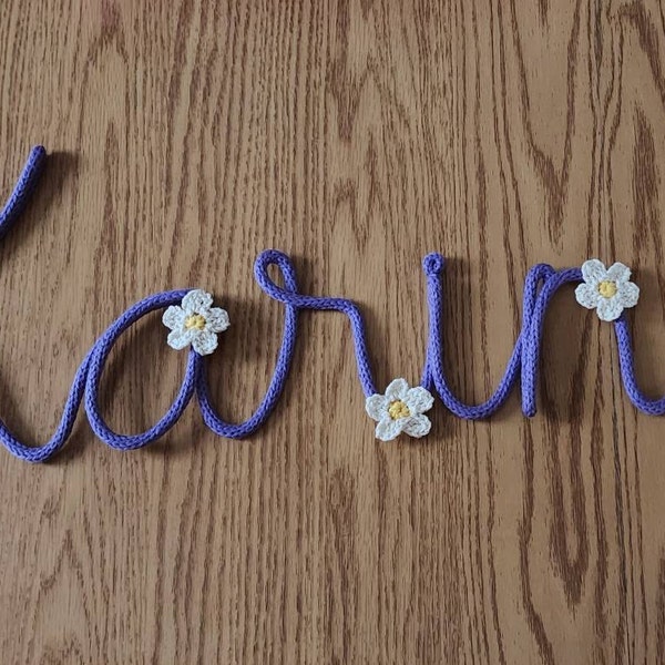 Personalized Floral Knit Name Sign Custom Nursery Sign Wire Name Sign ...