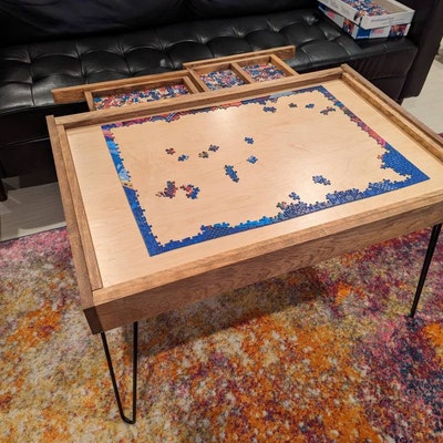 Rustic Puzzle Coffee Table With Removable Glass Top Includes - Etsy