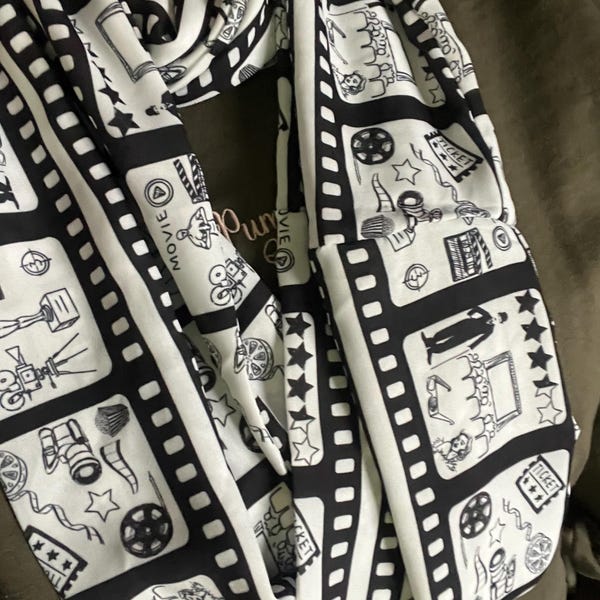 Cinema Infinity Scarf Movie Scarf Movie Lover Gift Film Strip Black and ...