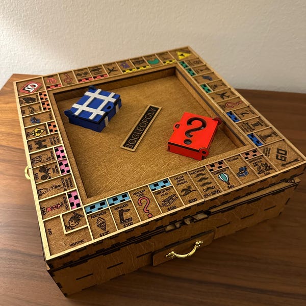 FULLY Personalised Customopoly Wooden Board Game With Turntable, Bank ...