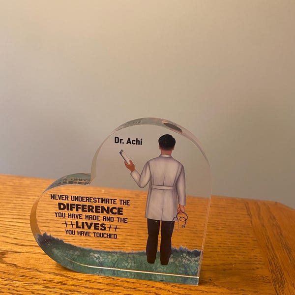Personalized Thank You Doctor Acrylic Heart Plaque, Custom Retirement ...
