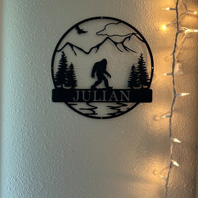 Outdoor Sasquatch Custom Name Metal Sign Bigfoot Mountain Metal Sign ...