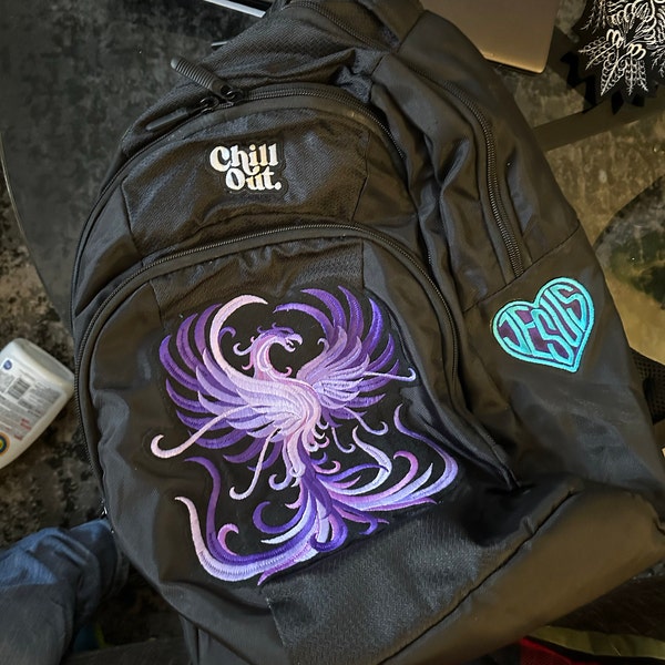 Purple Phoenix Patch Purple Fire Phoenix Iron on Embroidery Phoenix Patch Phoenix Embroidery ...