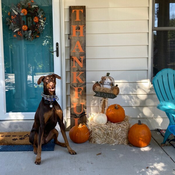 Thankful Porch Sign|vertical Thankful Sign|tall Thankful Sign|rustic ...