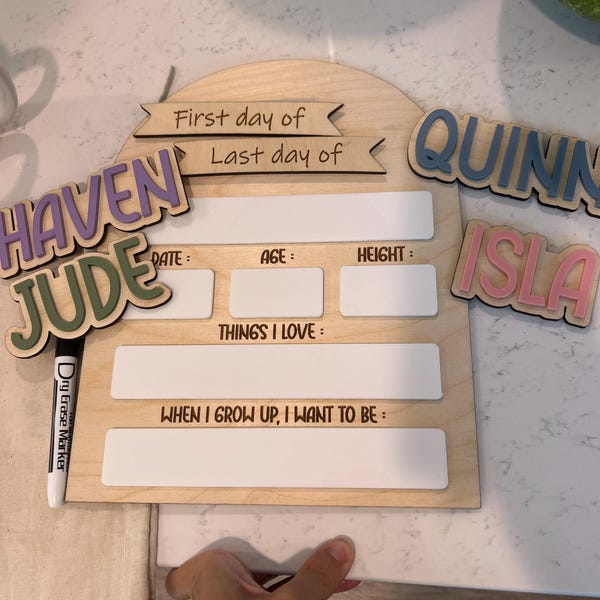 First Day of School Sign, Custom Interchangeable Board, Back to School ...