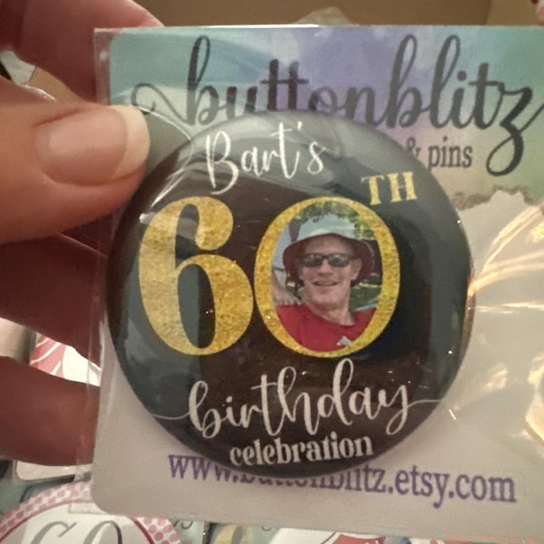 60th Birthday Pins (10 Pack) Turning 60 Party Favors Pinback Buttons, 1 ...