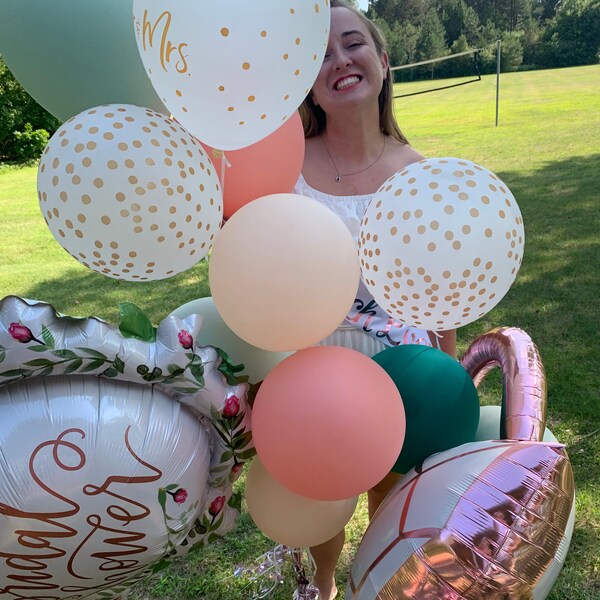 Rose Gold & Sage Green Balloon Bouquet | 8-count Party Decoration - Etsy
