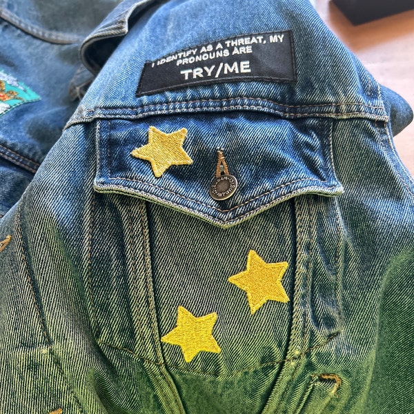 Three Cute Small Golden Stars Machine Embroidered Patchs, Set of (3 ...