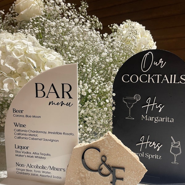 Acrylic Stone Signature Drinks Sign | Layered Menu | Wedding Menu ...