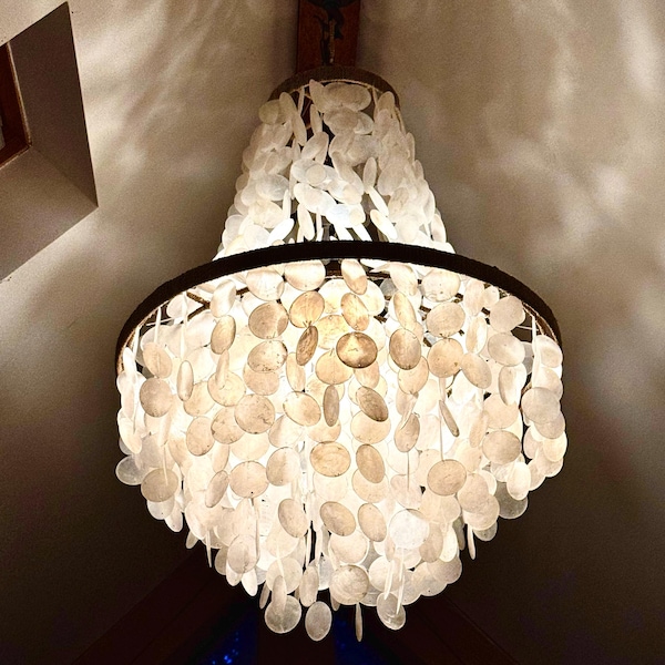 Seashell Ceiling Light Tiered, Seashell Chandelier Bali, Seashell Home ...