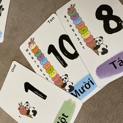 Bilingual colors, Numbers, Shapes Vietnamese English Cards, Flashcards ...