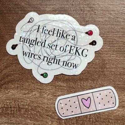 Holographic EKG Funny Nurse Die Cut Sticker, Waterproof Vinyl, Laptop ...