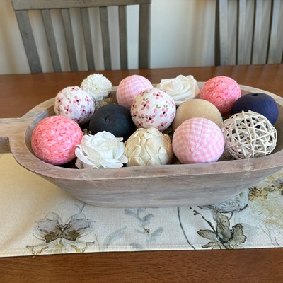 Berry Rag Balls Tiered Tray Decor, Cherry Dough Bowl Filler, Farmhouse ...