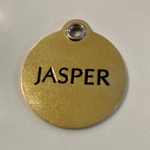 REINFORCED Deeply Engraved Solid Brass Dog Tag, 33mm Round - Etsy