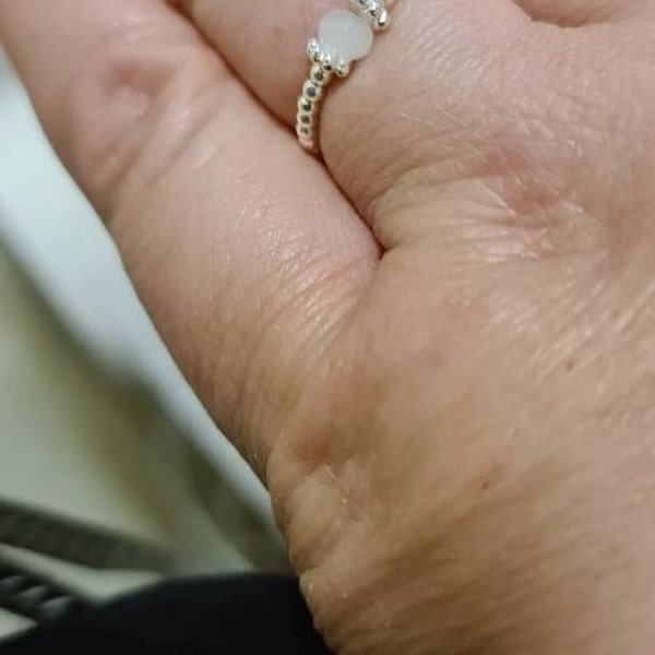 Dangle Heart Ring. Beaded Ring. Charm Ring. Anxiety Ring. 925 Sterling ...