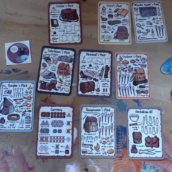 DND Equipment Packs | Complete Set of Visual Aid Reference Cards ...