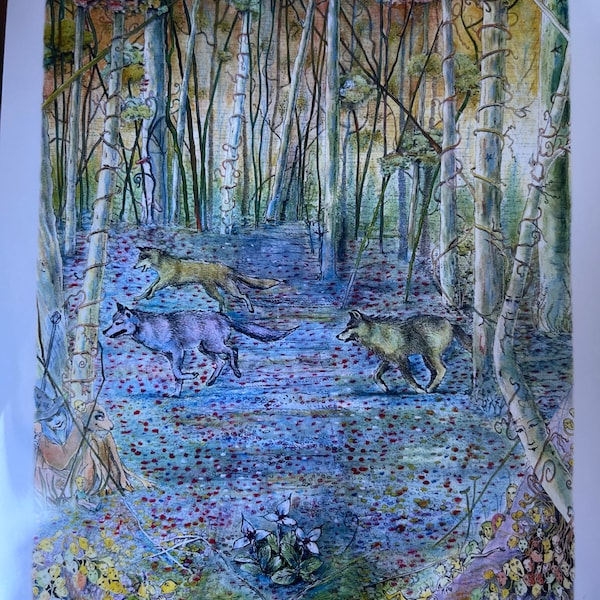 Spirit Wolf Art Print – Fantasy Wolves Watercolor Painting by Paulina ...