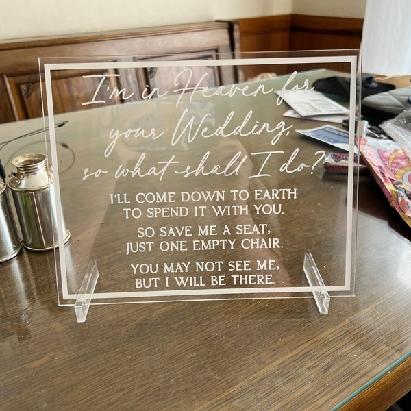 Wedding Memorial Table Sign Acrylic Sign for Tabletop Heaven Wedding ...