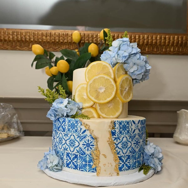 Positano Italy Greek Tile Pattern Edible Image Sheet Cake Topper or ...