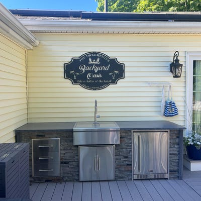 Personalized Pool & Patio Sign Backyard Bar and Grill Pool Deck Last ...