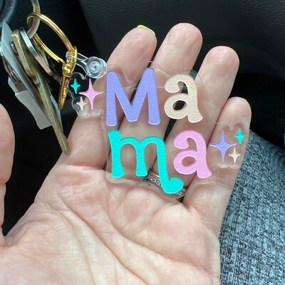 Mama Keychain, Retro Mama Keychain, Colorful Keychain, Acrylic Keychain ...