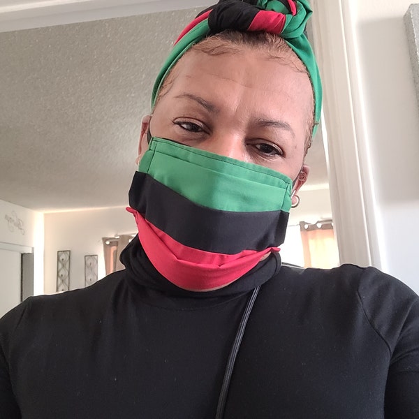 JUNETEENTH PAN AFRICAN Stripe Face Mask Various Sizes. Red, Black and ...