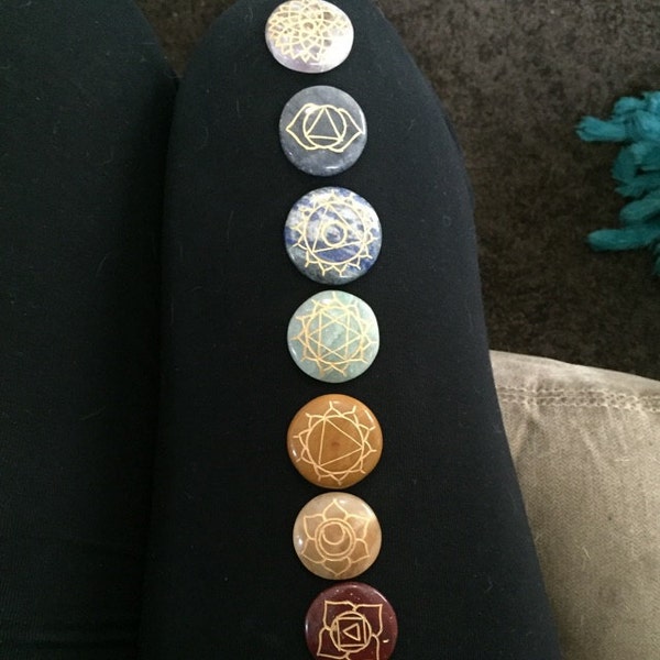 Chakra Stones -- Engraved Round Chakra Stone Disks Crystals Minerals ...