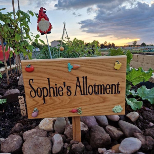 Personalized Solid Oak Allotment Sign: Vegetable Garden Decor - Etsy