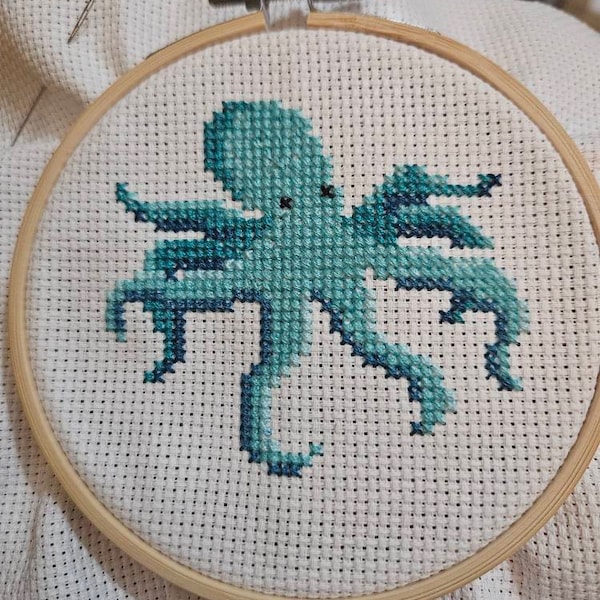 Octopus Cross Stitch Kit - Beginners Cross Stitch Kit - Mini Cross ...