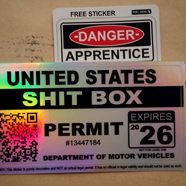 2027 Shit Box Permit Holographic Vinyl Car Sticker Decal - Etsy