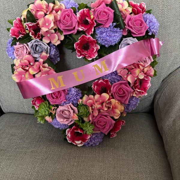 NAN WREATH - White With Yellow or ANY 3 Letters/colours Custom Funeral ...