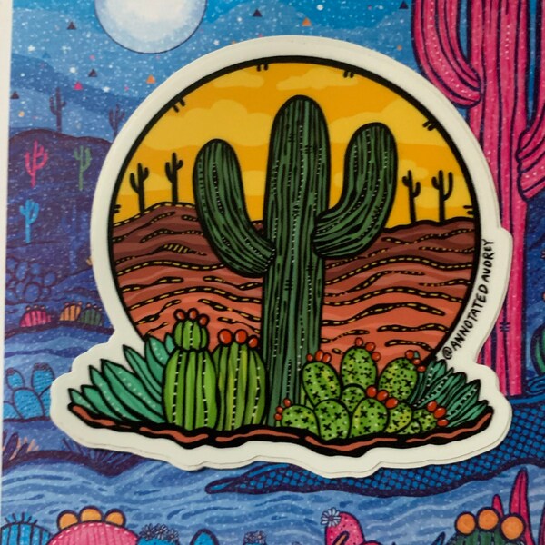 Saguaro Hug Cactus Weatherproof Vinyl Sticker | Bulletjournalsticker ...