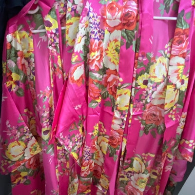 Silk Bridesmaid Robes, Bridesmaid Gifts, Coral Floral Robe, Bride Robe ...