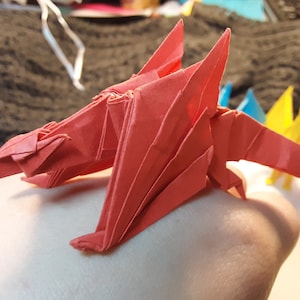 Handmade Red Origami Dragon Paper Dragon Decoration Fantasy - Etsy