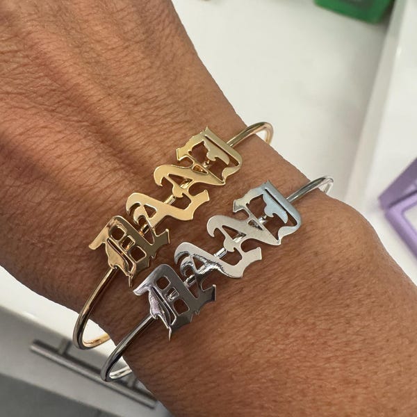 Custom Name Bangle Bracelet, Gift for Women Men Kids,nameplate Bangle ...