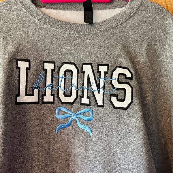 Blue Detroit Football Crewneck: Embroidered Spirit Wear - Etsy