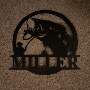 Fish Metal Name Sign, Bass Fishing Metal Monogram, Fishing Gifts for ...