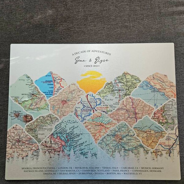 Personalized Long Distance Family Maps on Wood: 3-5 Locations, Custom ...