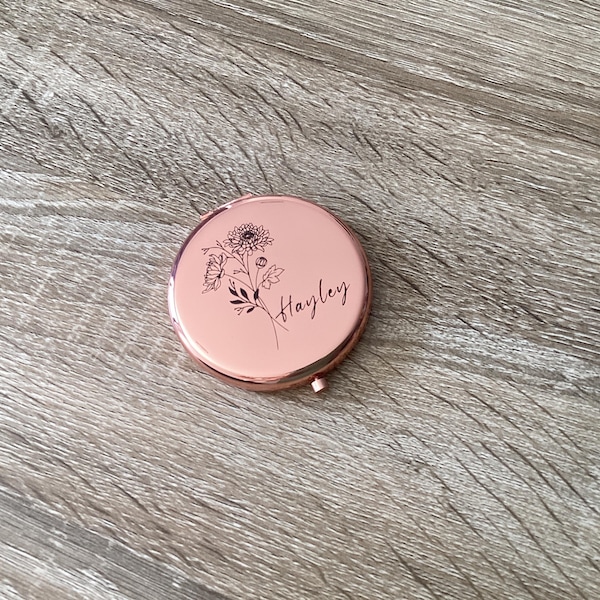 Personalized Engraved Compact Mirror With Name,customized Pocket Make ...