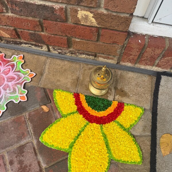 Feather Yarn Rangoli Mat Set | Reusable Handmade Floor Rangoli | Diwali ...